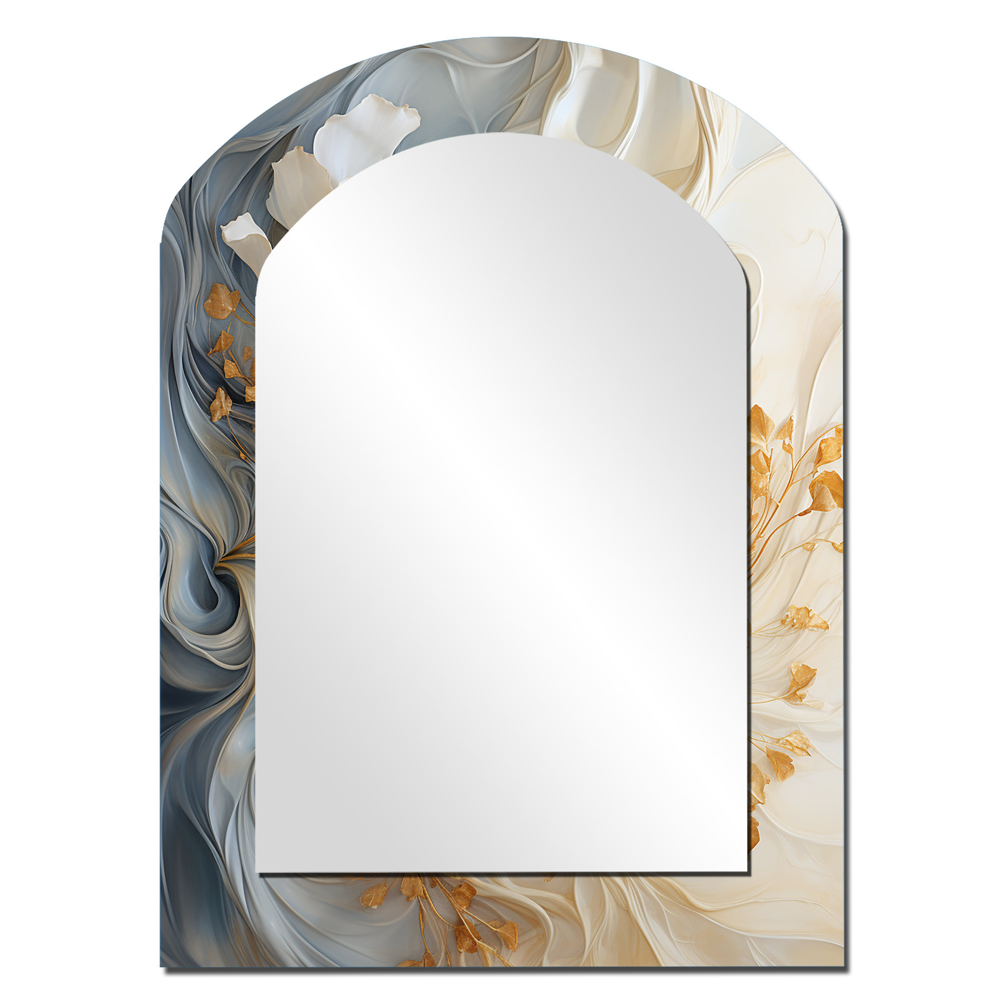 Mercer41 White Champagne flow V - Large Arched Wall Mirror On Metal ...