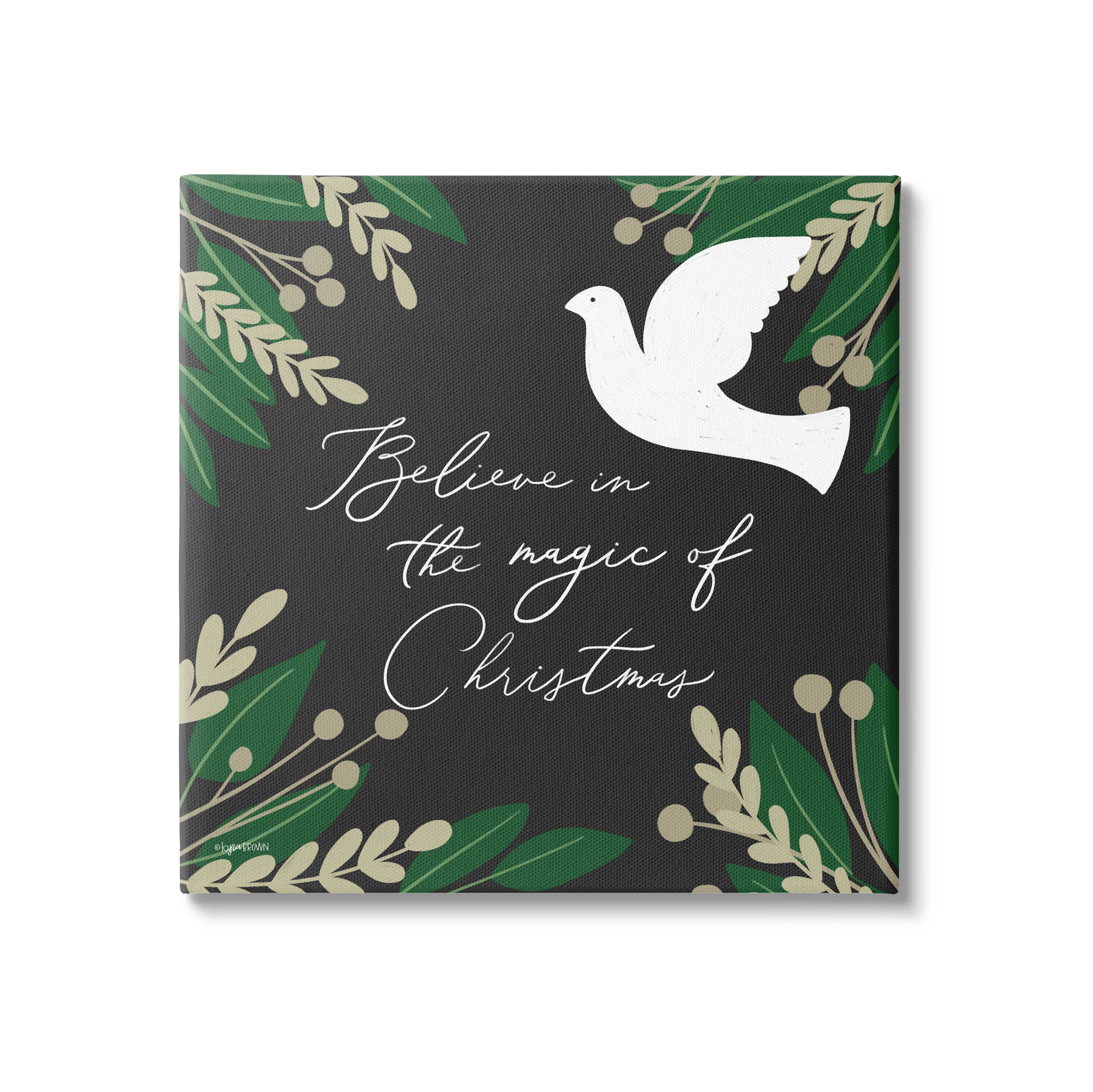 Stupell Industries Magic Of Christmas Botanical Dove Canvas Wall Art By ...