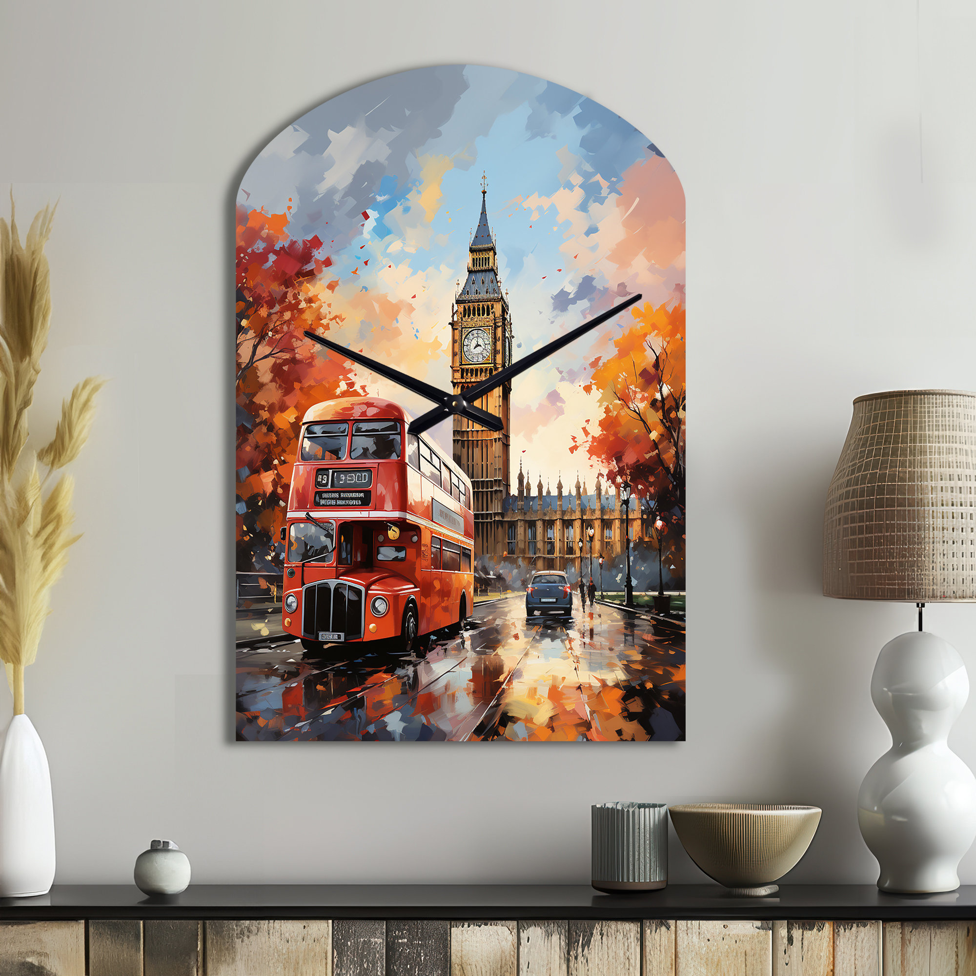 Design Art Peach Red City London Popart - Arch Shape Decorative Peach ...