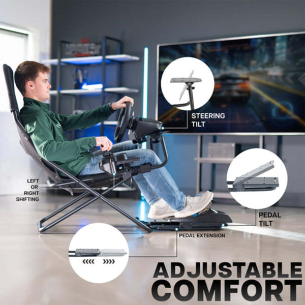 Vivo Black Folding Racing Simulator Cockpit With Wheel Stand | Wayfair