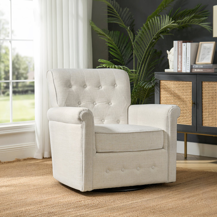Adlie 33'' Wide Swivel Armchair with Tufted Back