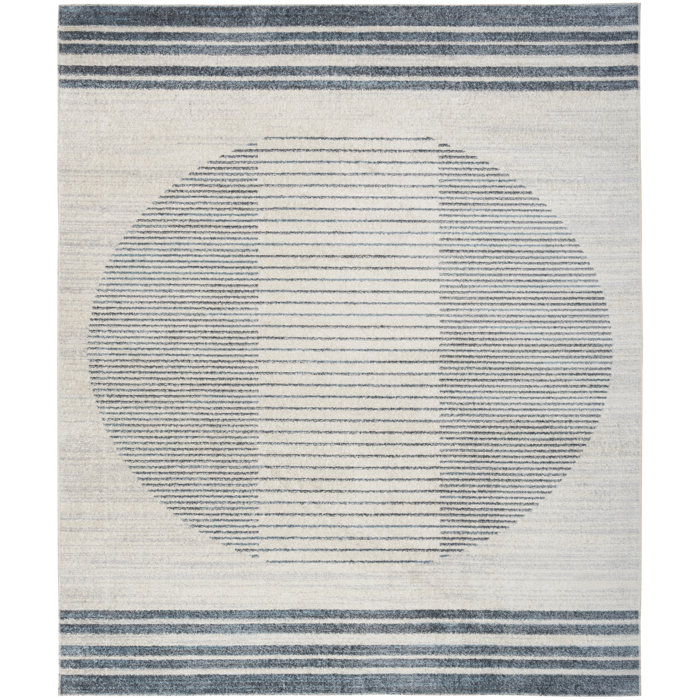 Wade Logan® Audrae Performance Ivory/Navy Blue Rug & Reviews | Wayfair
