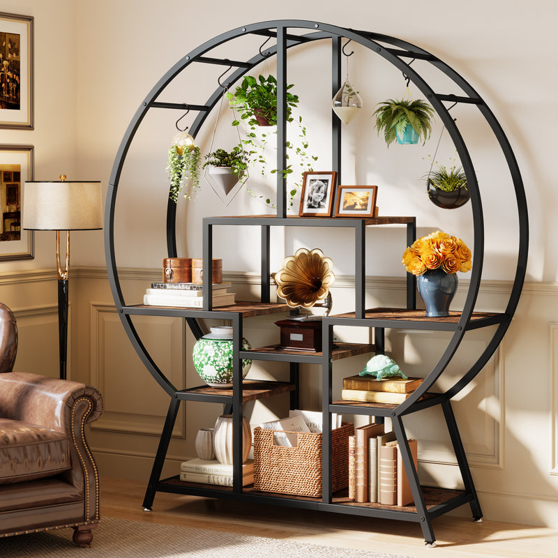 17 Stories Andromada 65" H x 55.1" W Metal Geometric Bookcase | Wayfair