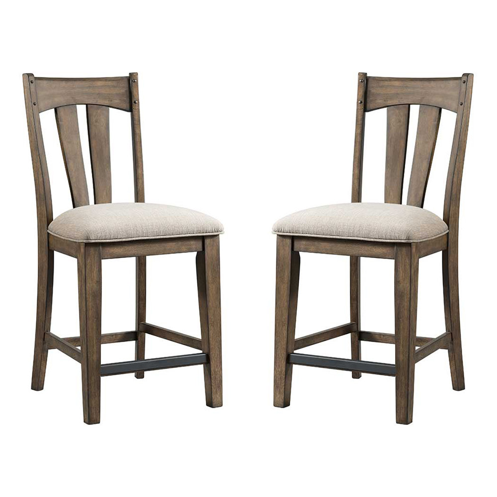Williston Forge Keshan Whiskey River Slat Back Counter Stool with ...