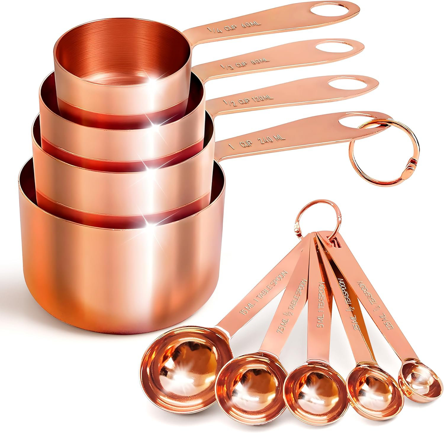 Belleze Measuring Cups And Spoons Set Of 9, Utensils For Dry And Liquid ...