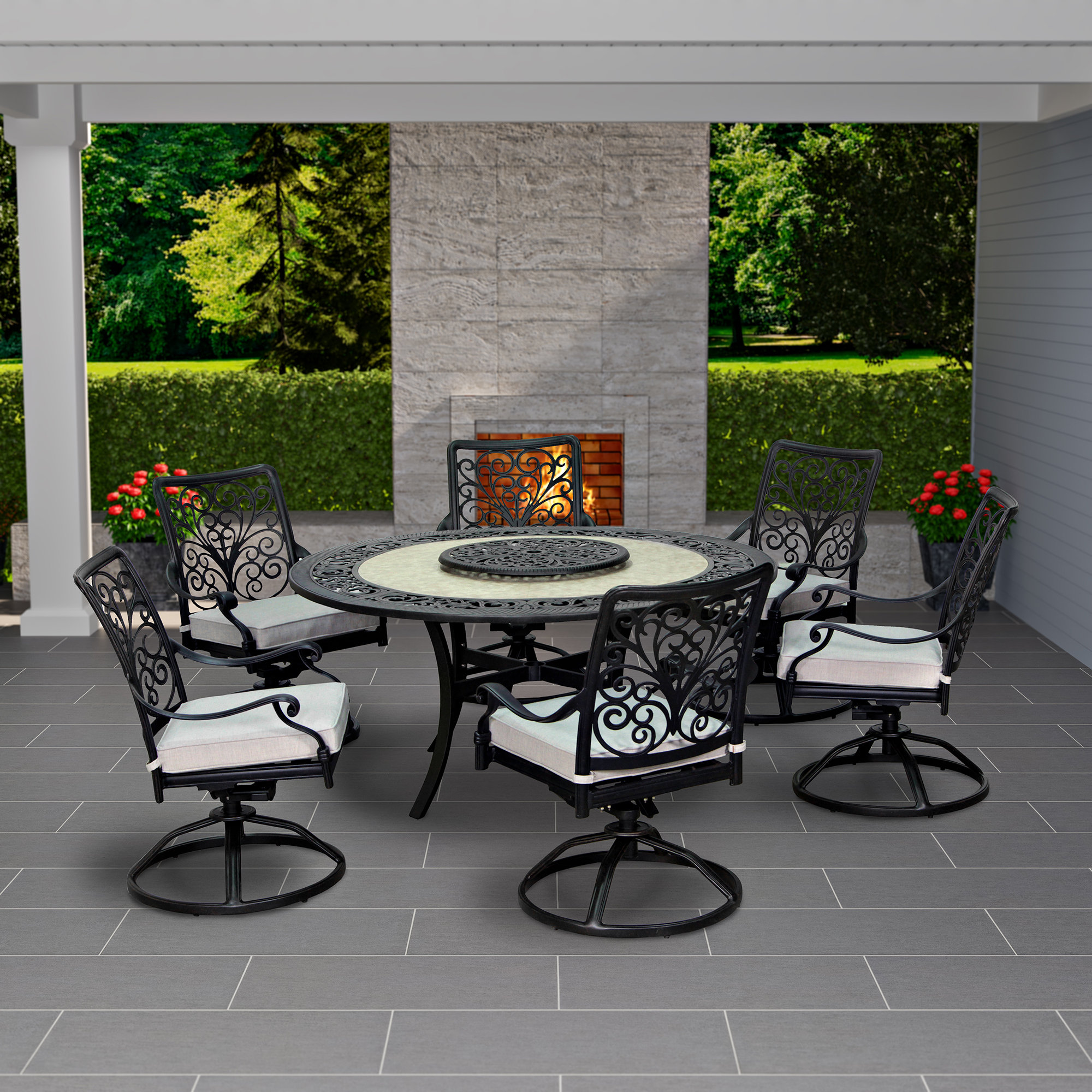 Canora Grey Stergis Round 6 - Person 60'' L Outdoor Restaurant Dining ...