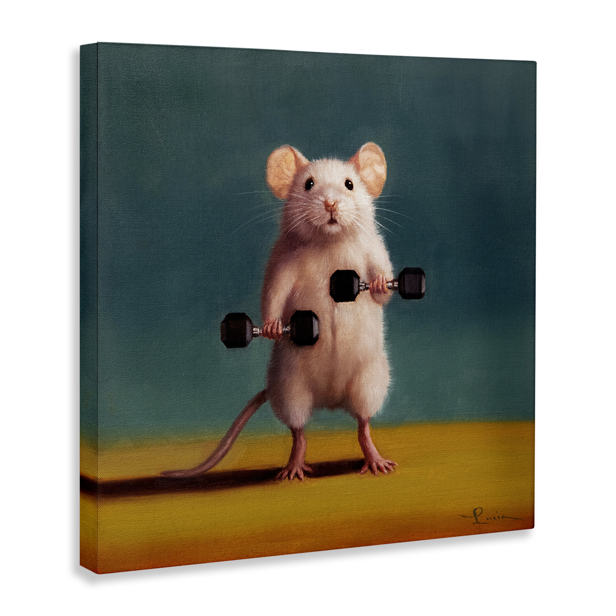 Trinx Weight Lifting Mouse Canvas Wall Art by Lucia Heffernan | Wayfair