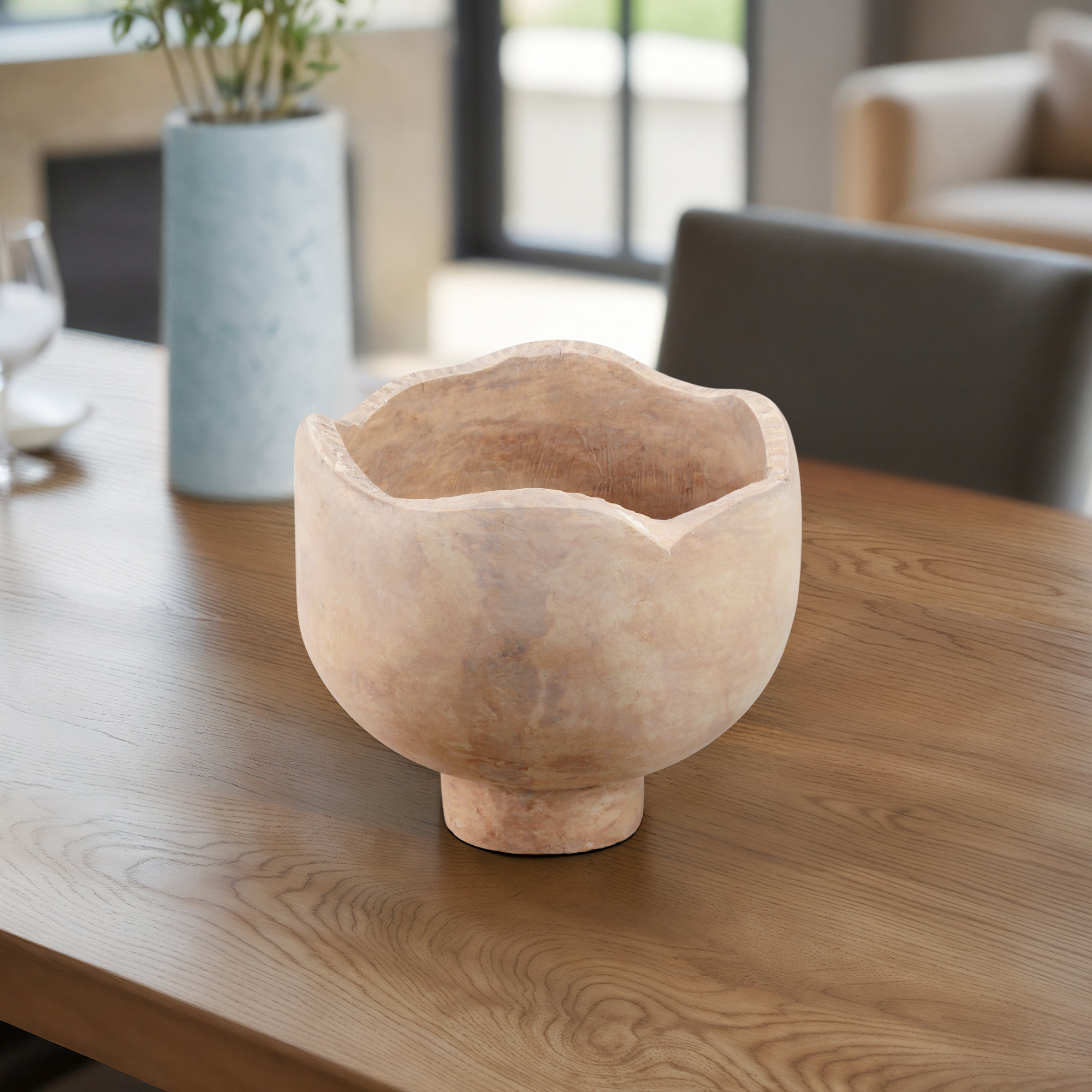 Brayden Studio® 12" Modern Cement Decorative Bowl In Ivory & Tan With ...