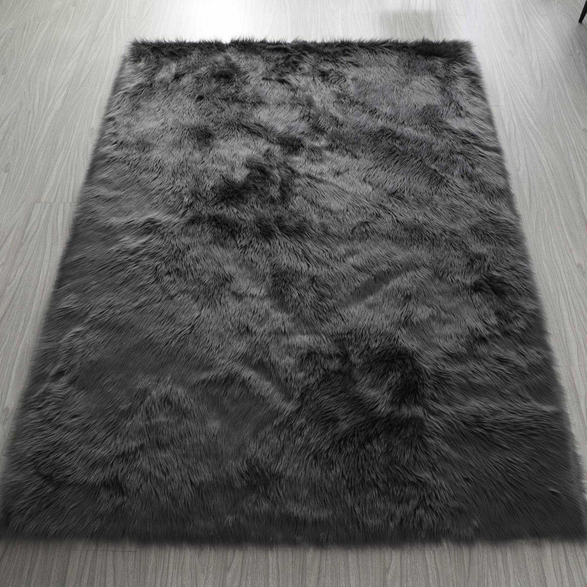 Mercer41 Soft and Fluffy Faux Fur Sheepskin Rectangle Area Rug | Wayfair