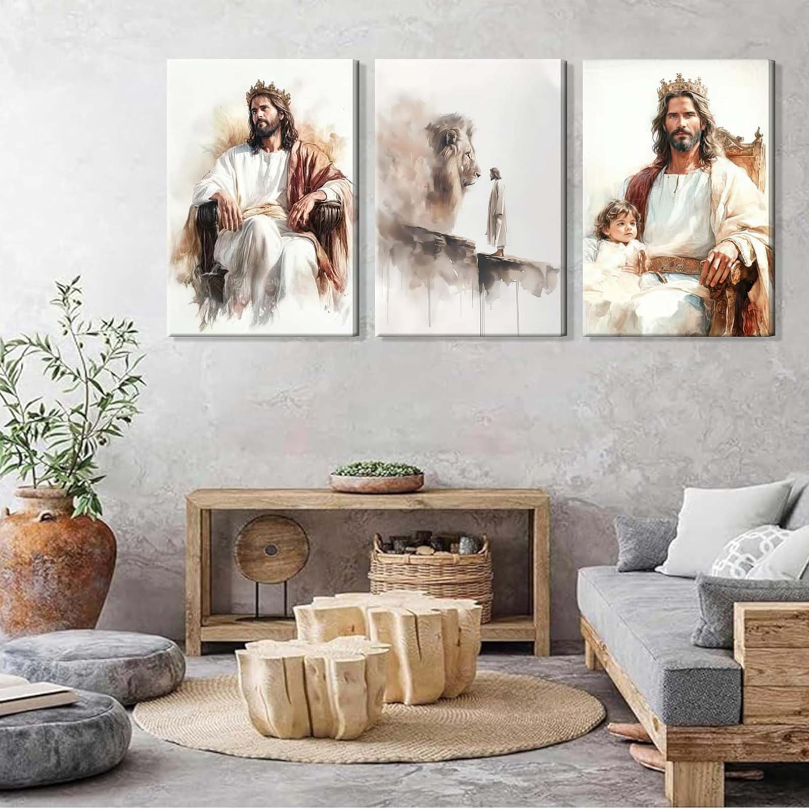 Fleur De Lis Living 3Pcs Framed Jesus Wall Art Jesus With Children Wall ...