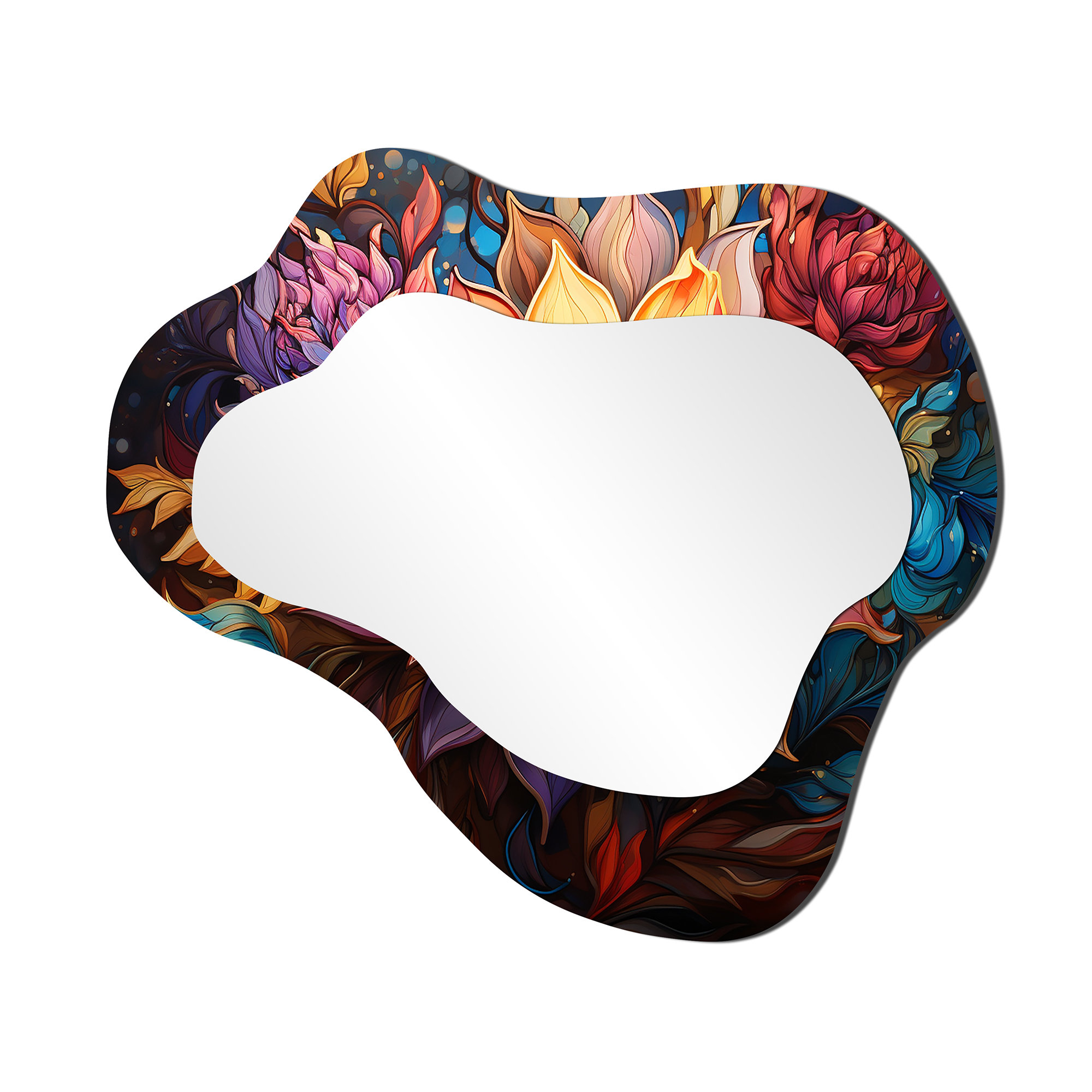 Ivy Bronx Opt Art Luminous Kaleidoscope II - Op Art Cloud Mirror, Orange Asymmetrical Unique ...