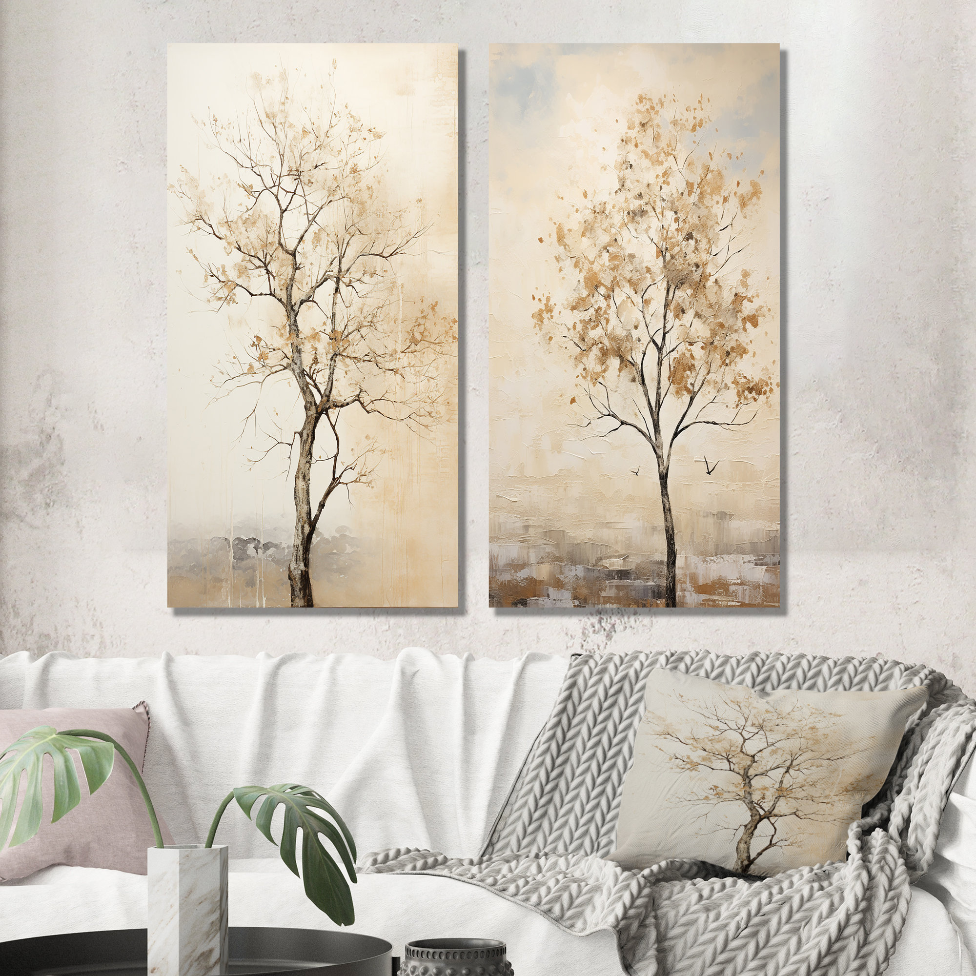 Winston Porter African Beige Tree I - Tree African Wall Art Prints Set ...