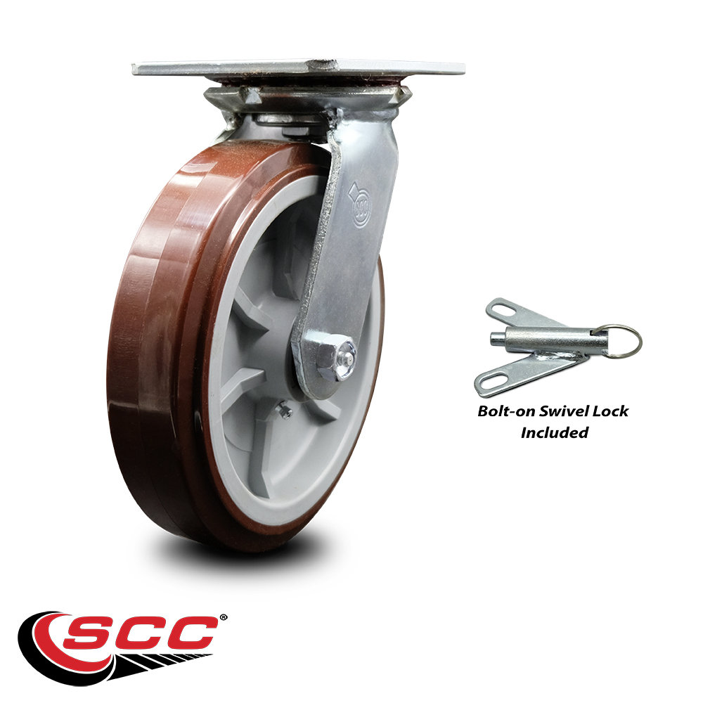 Service Caster Heavy Duty Polyurethane Caster with Roller Bearing and ...