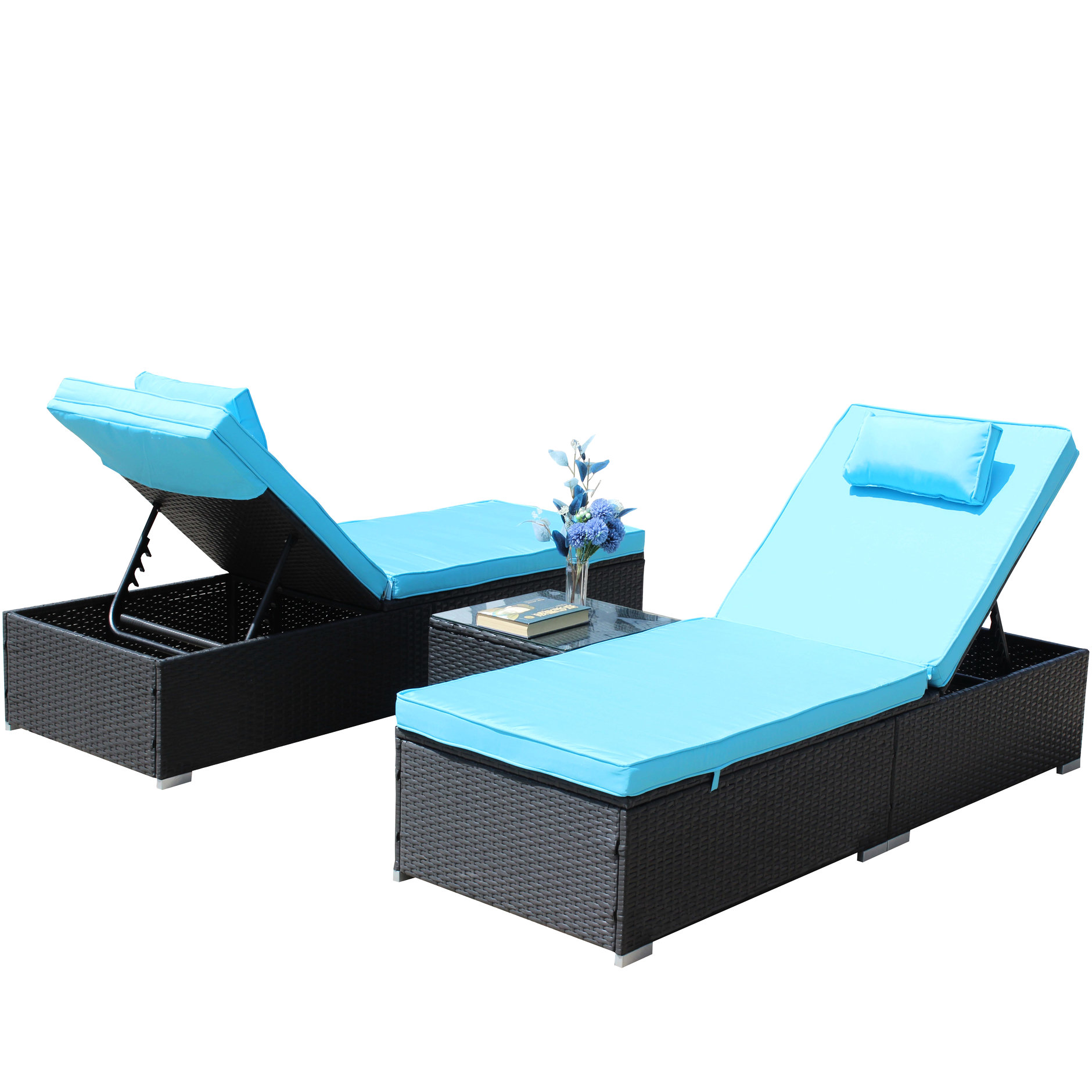 Ebern Designs Outdoor Poolside Recliner Chair - 3 Lounge Chair ...