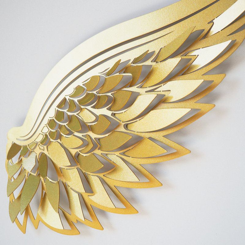 ARTEPERA 3D Metal Angel Wings Wall Decor Set - 2 Piece Gold Color | Wayfair