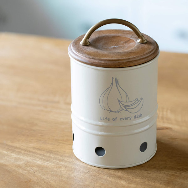 Gracie Oaks Egg Shell Garlic Container Kitchen Canister | Wayfair