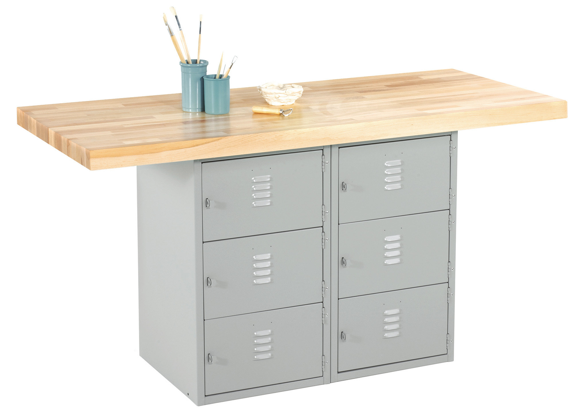 Shain Two Station 64"W Wood Top Workbench | Wayfair