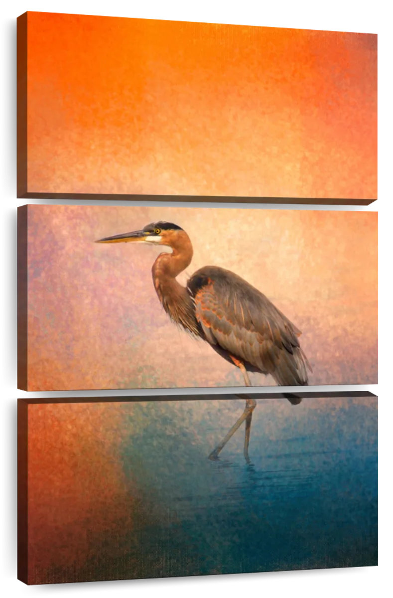 Ebern Designs Brampt Sunset Heron | Wayfair