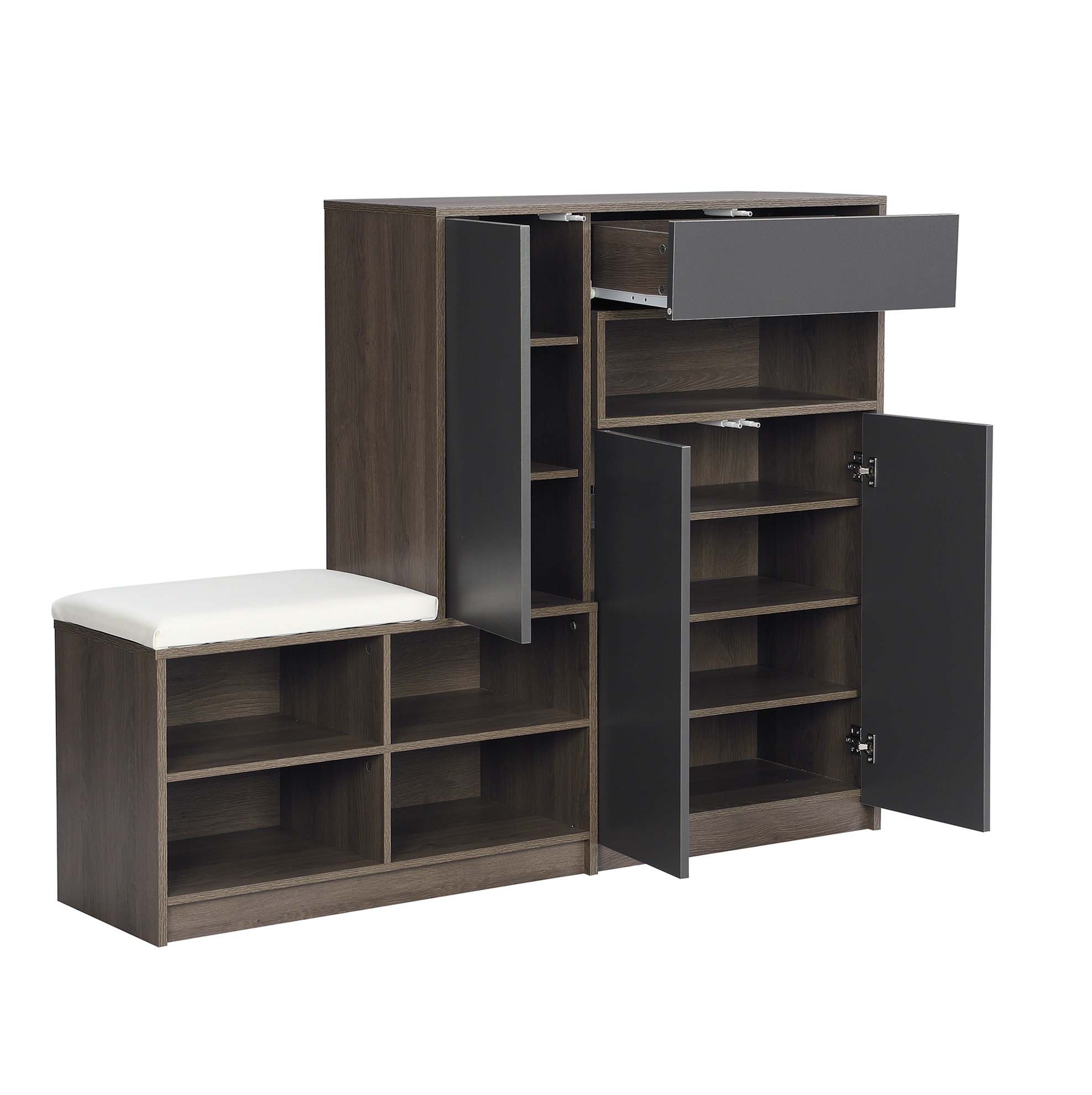 Hokku Designs 2-in-1 Shoe Storage Bench & Shoe Cabinets, Multi ...