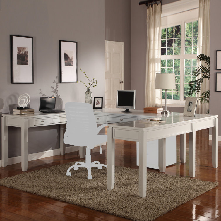 Lark Manor Assiah 5 Solid Wood U-Shaped Computer Desk Office Set ...