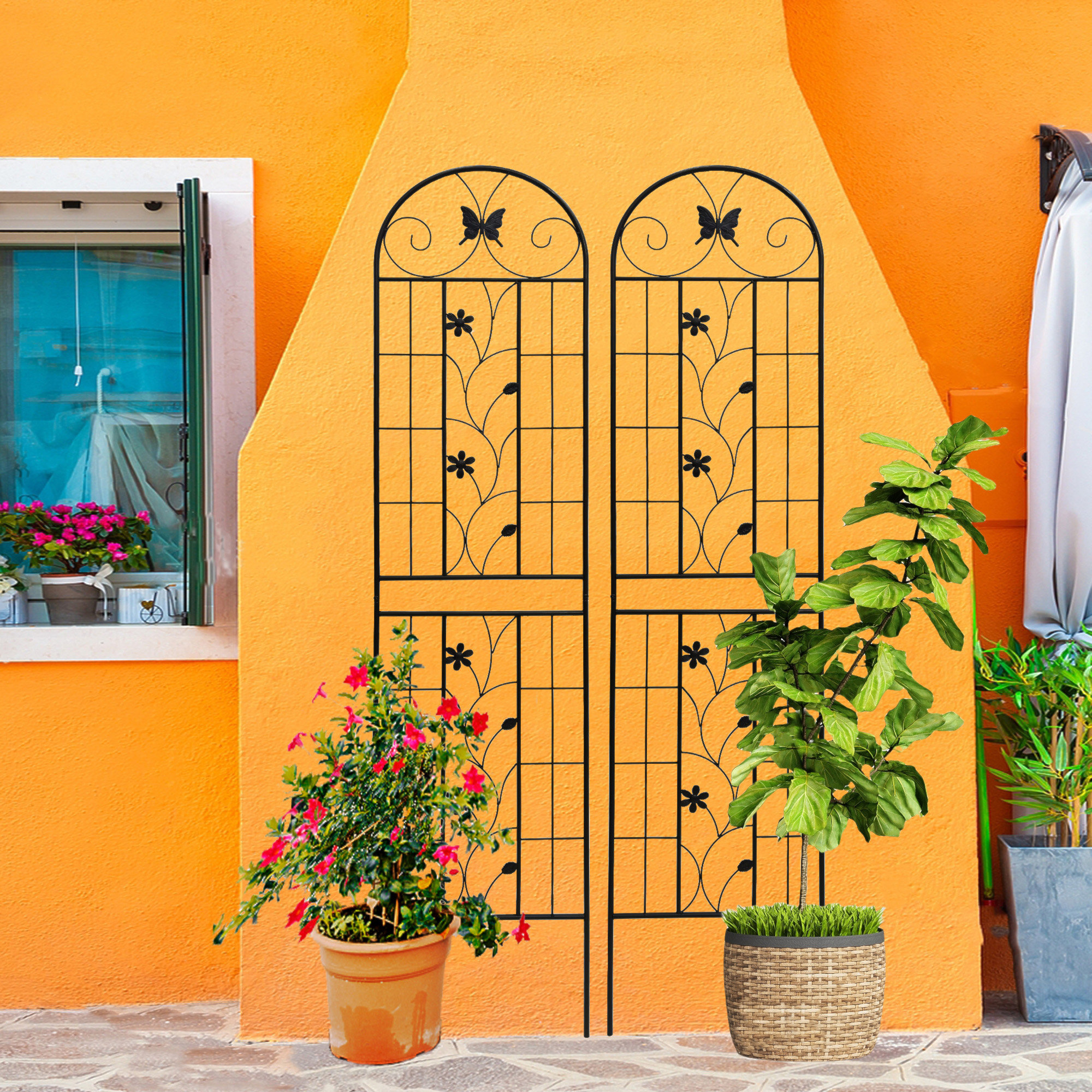 Lark Manor™ 2 Pack Metal Garden Trellis Rustproof Trellis For Climbing ...