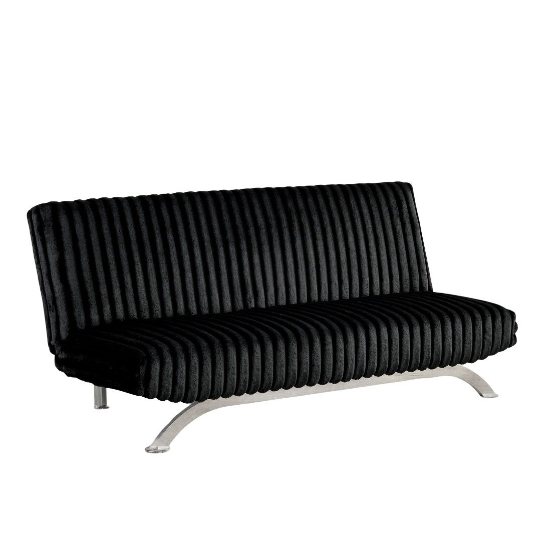 Latitude Run® Futon Sofa Bed Contemporary Style Chrome Finish Metal ...