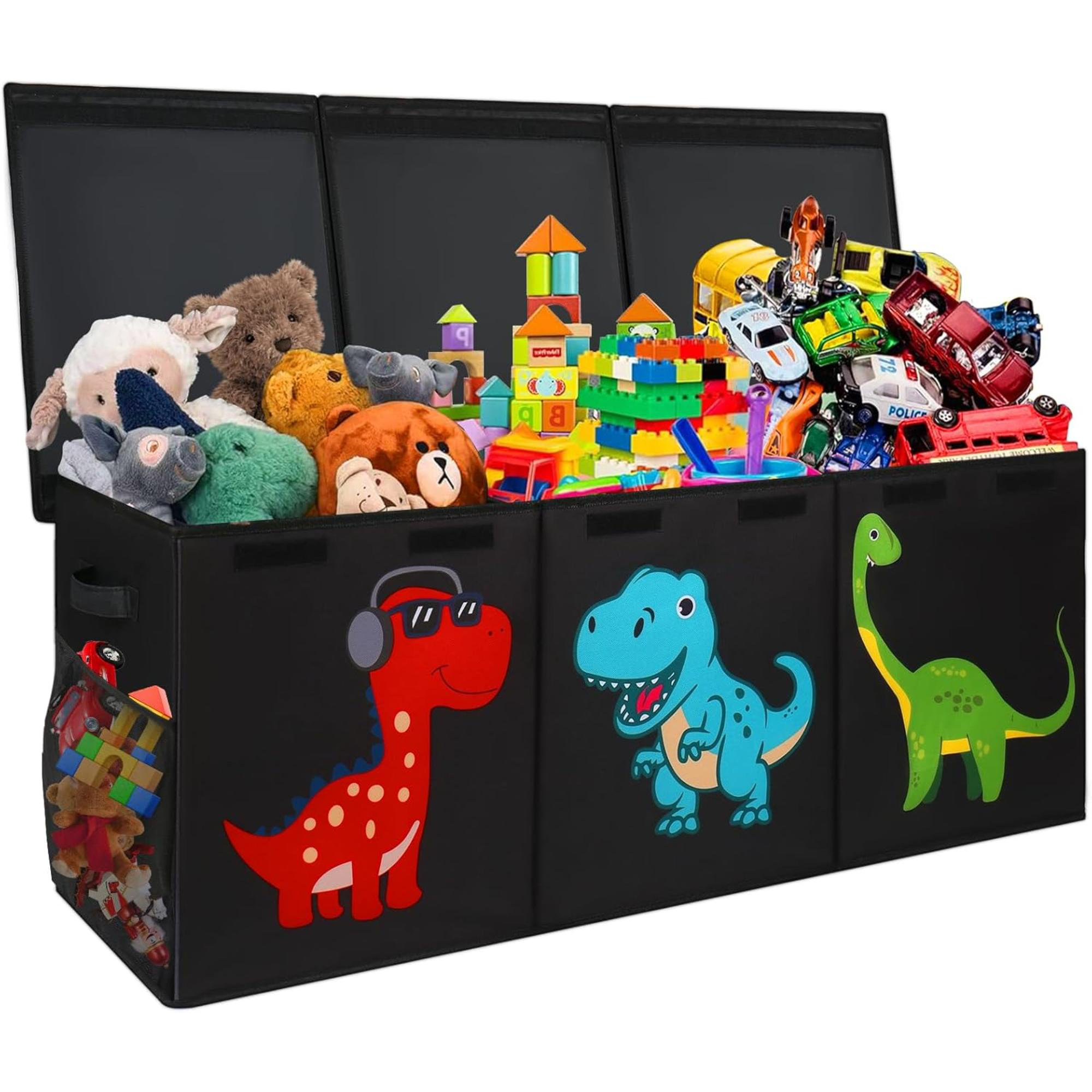 Indigo Safari Extra Large Toy Box, Collapsible Sturdy Toy Storage Organizer With Lids, Dinosaur ...