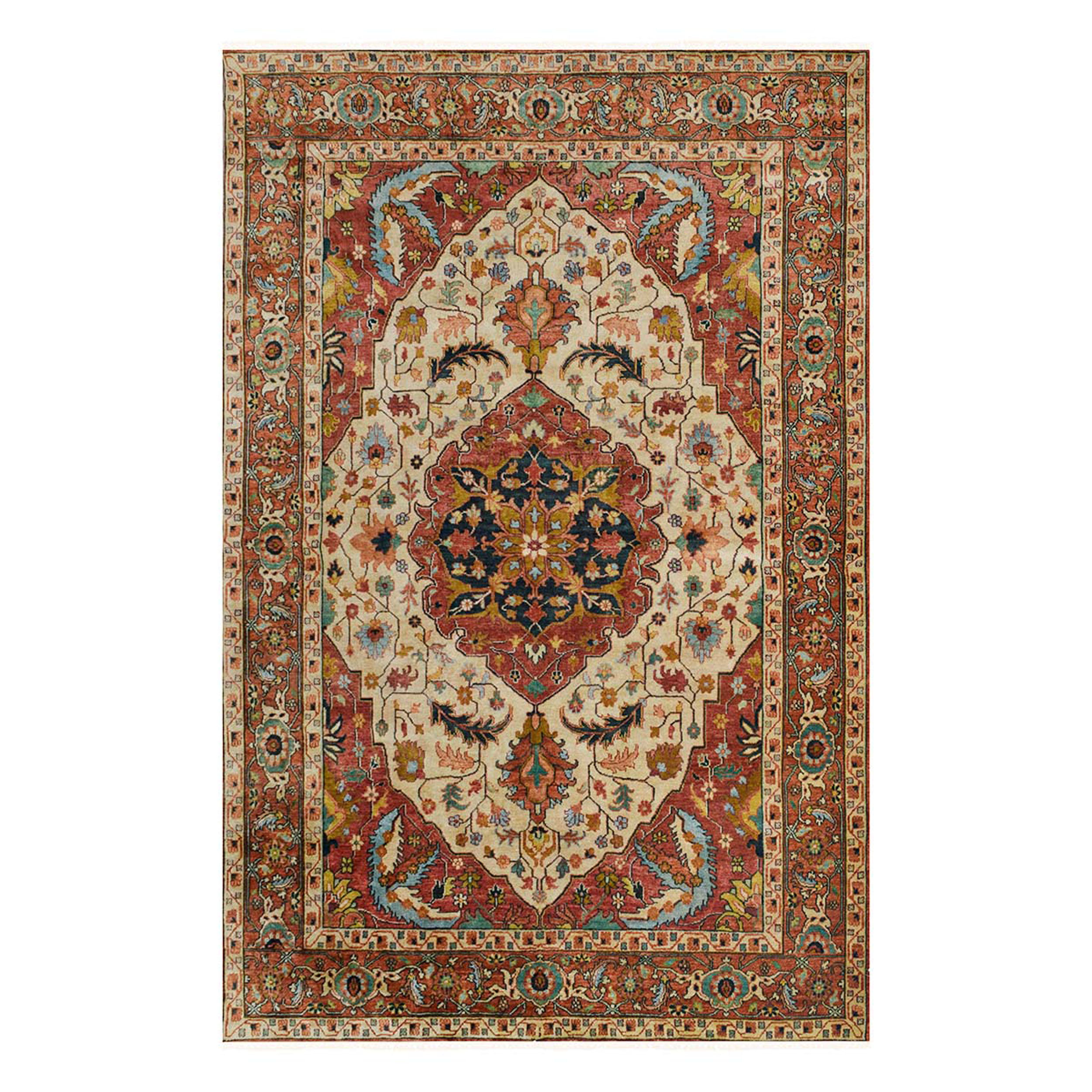 Bokara Rug Co., Inc. High-Quality Hand-Knotted Ivory/Red/Brown Area Rug ...