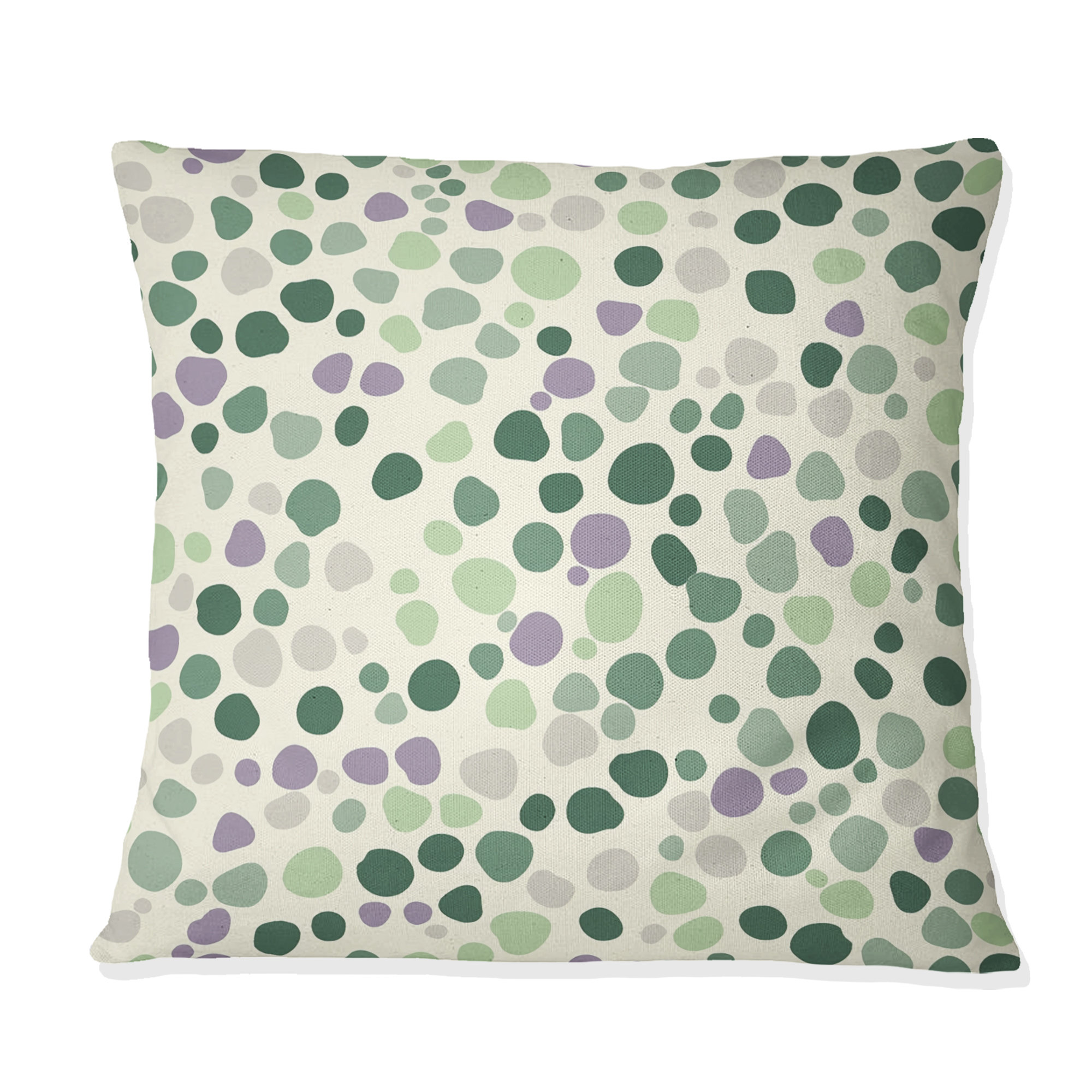 Design Art Green Grey Poka Dots Print - Poka Dots Throw Pillow | Wayfair