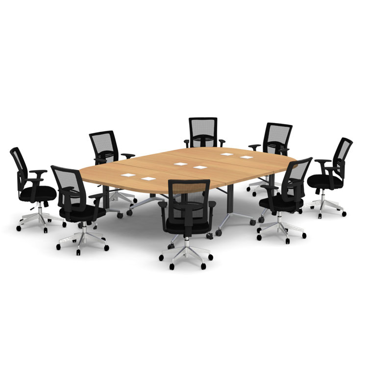 Team Tables Rectangle 8 Person 80'' L Training Table and Chair Set ...