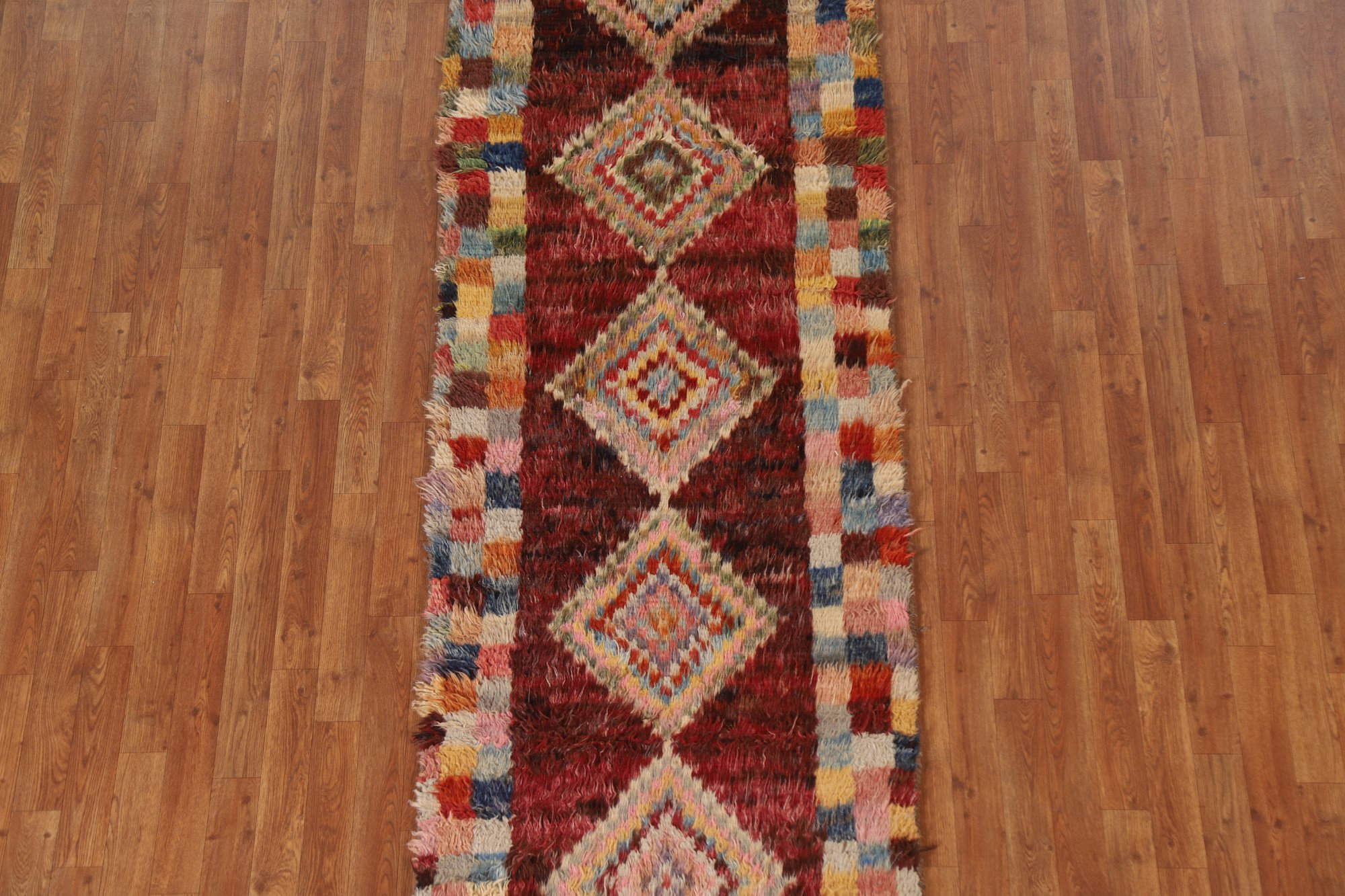 Rugsource Tapis berbère bourgogne rouge marocain noué à la main 3 x 10 ...