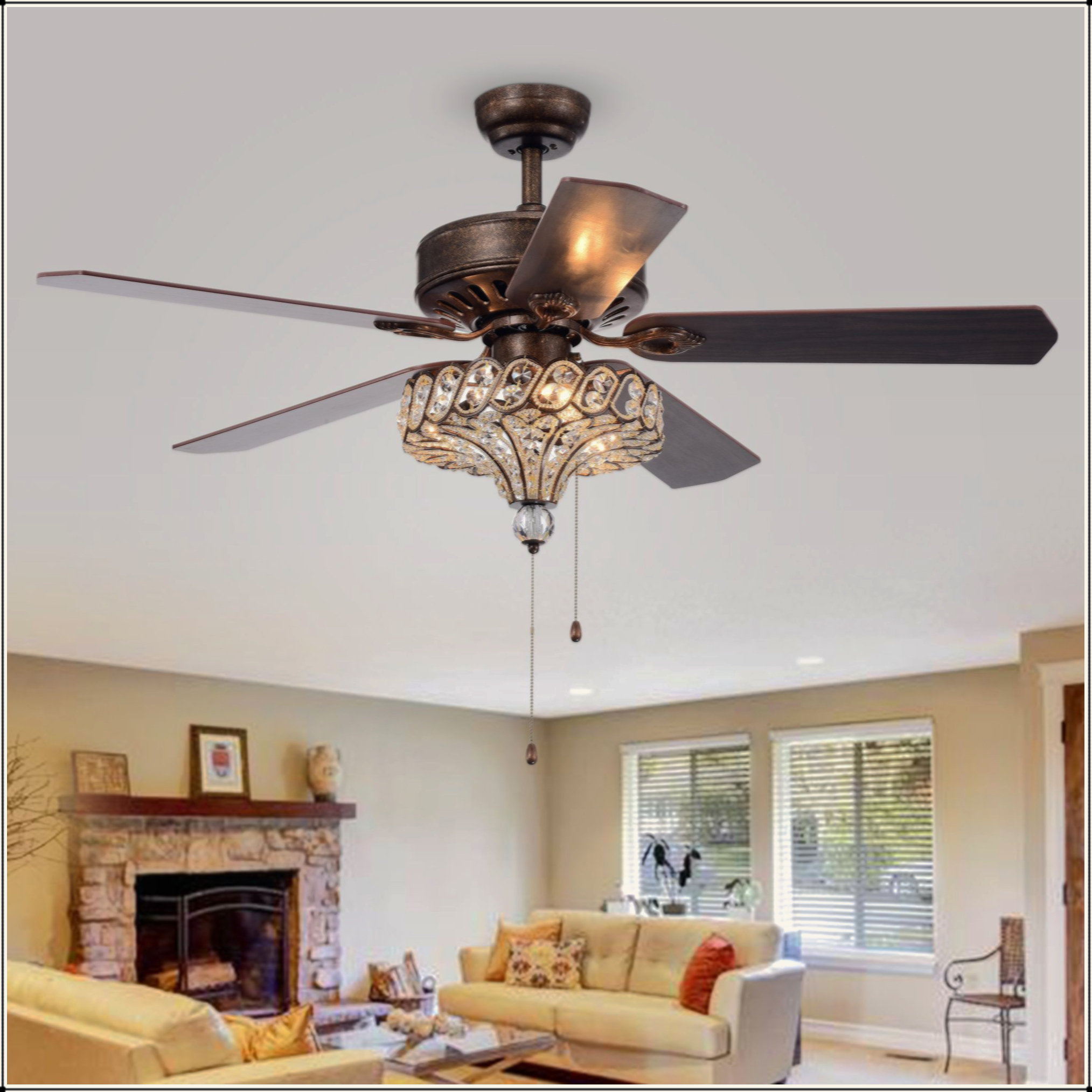 ZHONGSHANJUFU Pilette 5-Blade Antique Speckled Bronze Lighted Ceiling ...