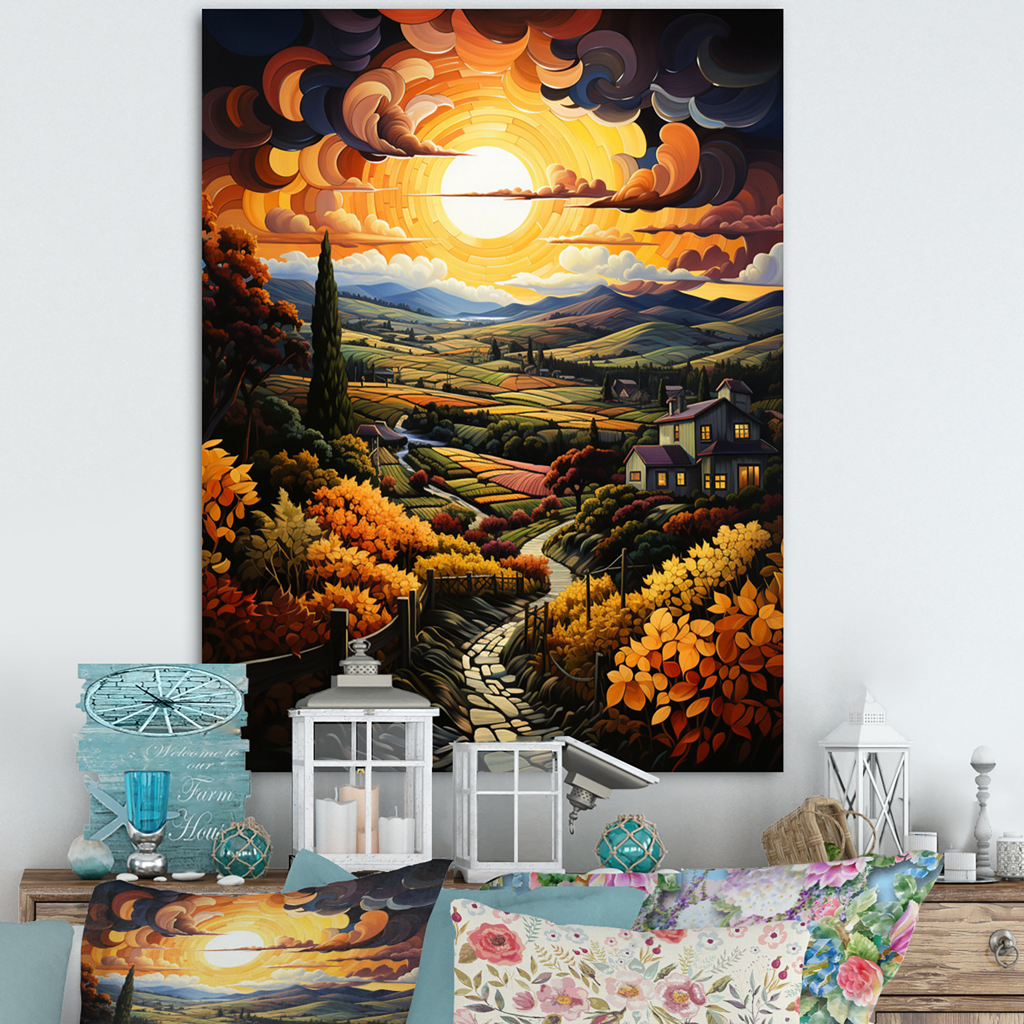 Red Barrel Studio® Laik Countryside Bountiful Vineyard Patchwork I ...