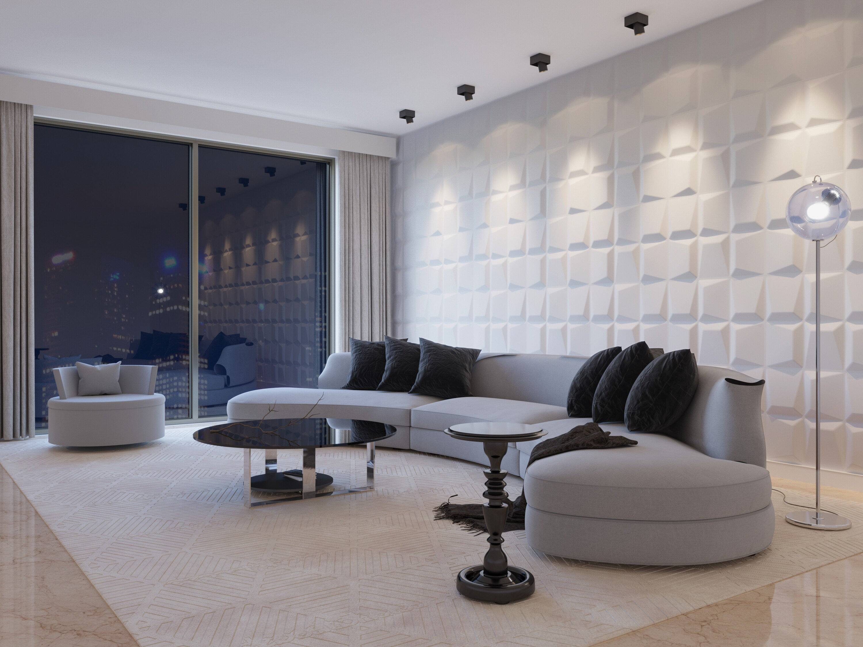 Dundee Deco Paintable Off White Abstract Stones Fibre 3D Wall Panel ...