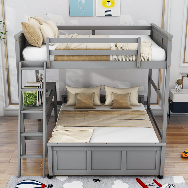 Harriet Bee Janush Wood Bunk Bed with Desk and Drawers | Wayfair
