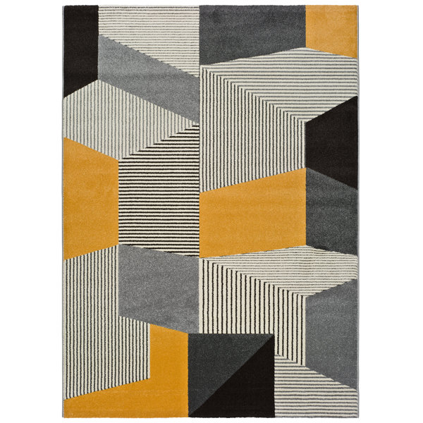 Fjørde & Co Ilsa Geometric Machine Woven Grey Area Rug | Wayfair.co.uk