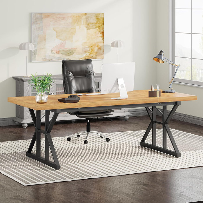 Gracie Oaks Metal Base Computer Desk & Reviews | Wayfair