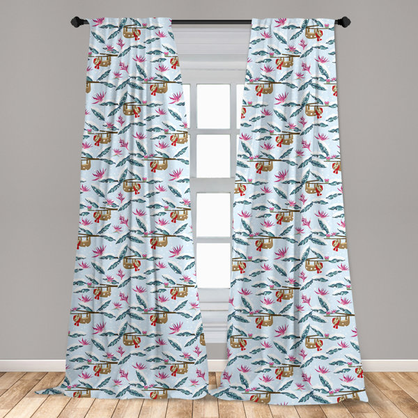 East Urban Home Funny Sloth Semi-Sheer Rod Pocket Sliding Panel | Wayfair