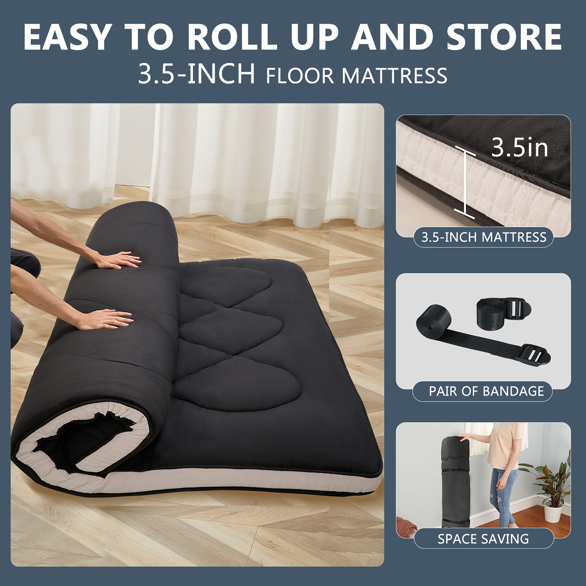 JTANGL Japanese Futon Floor Mattress, Twin/Full/Queen Size, Floor ...