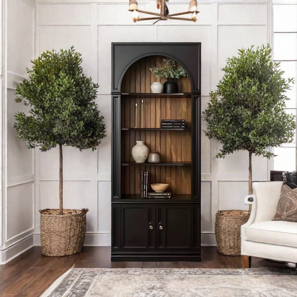 Parttlion American arched black bookcase | Wayfair