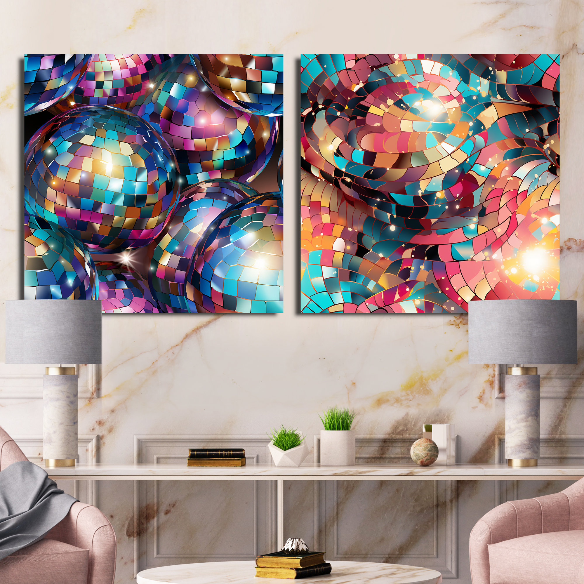 Design Art Popart Digital Disco Dance - Abstract Shapes Square Collage ...