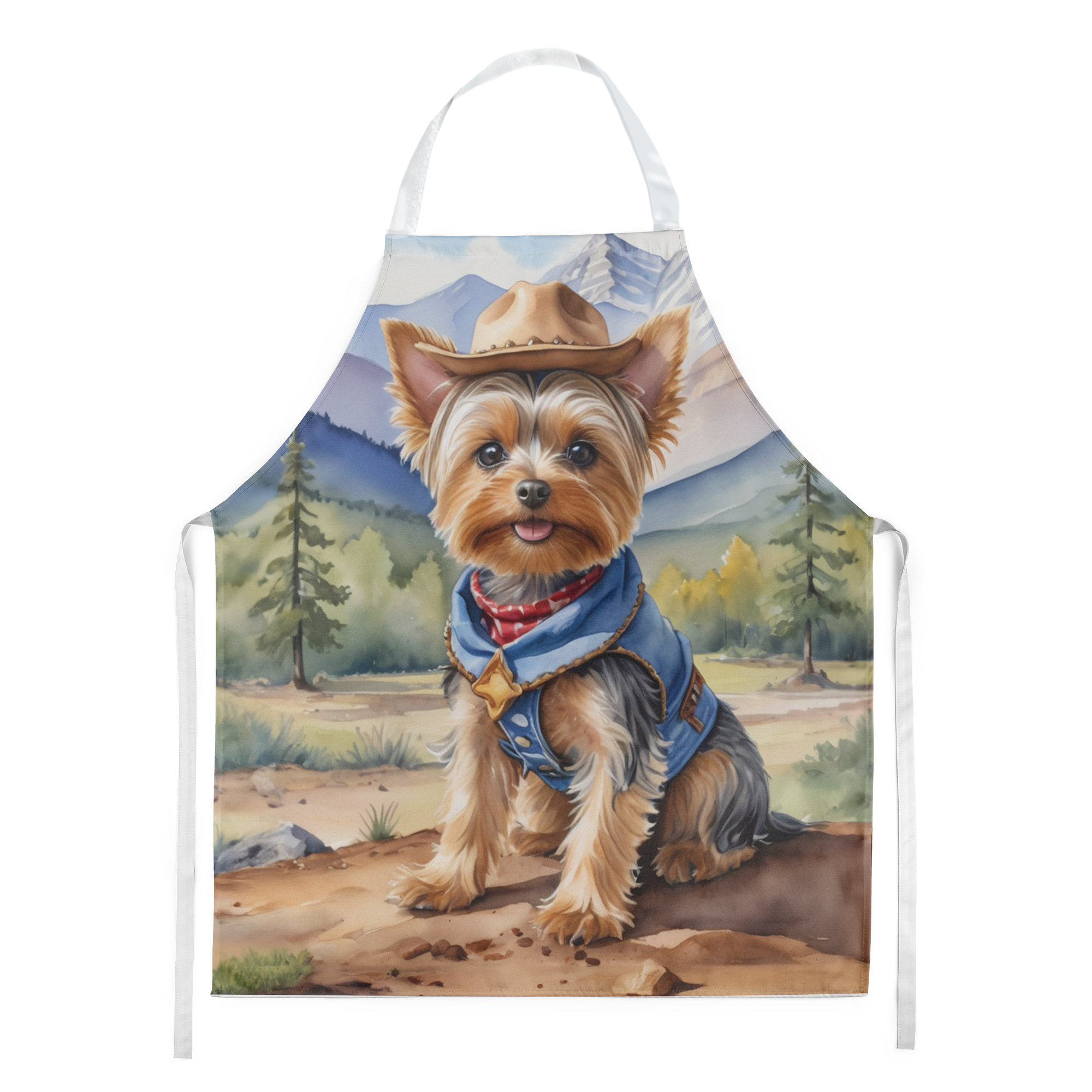 Caroline's Treasures Yorkshire Terrier Yorkie Cowboy Welcome Apron ...