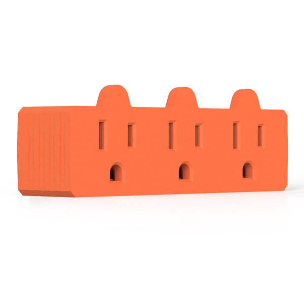 ELEGRP 3 Prong Heavy-Duty Grounded Triple Tap Adapter Outlet, Orange （3 ...