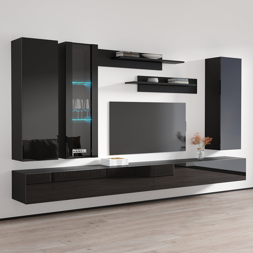 Orren Ellis Meuble audio-vidéo flottant pour téléviseur de 88 po ou ...