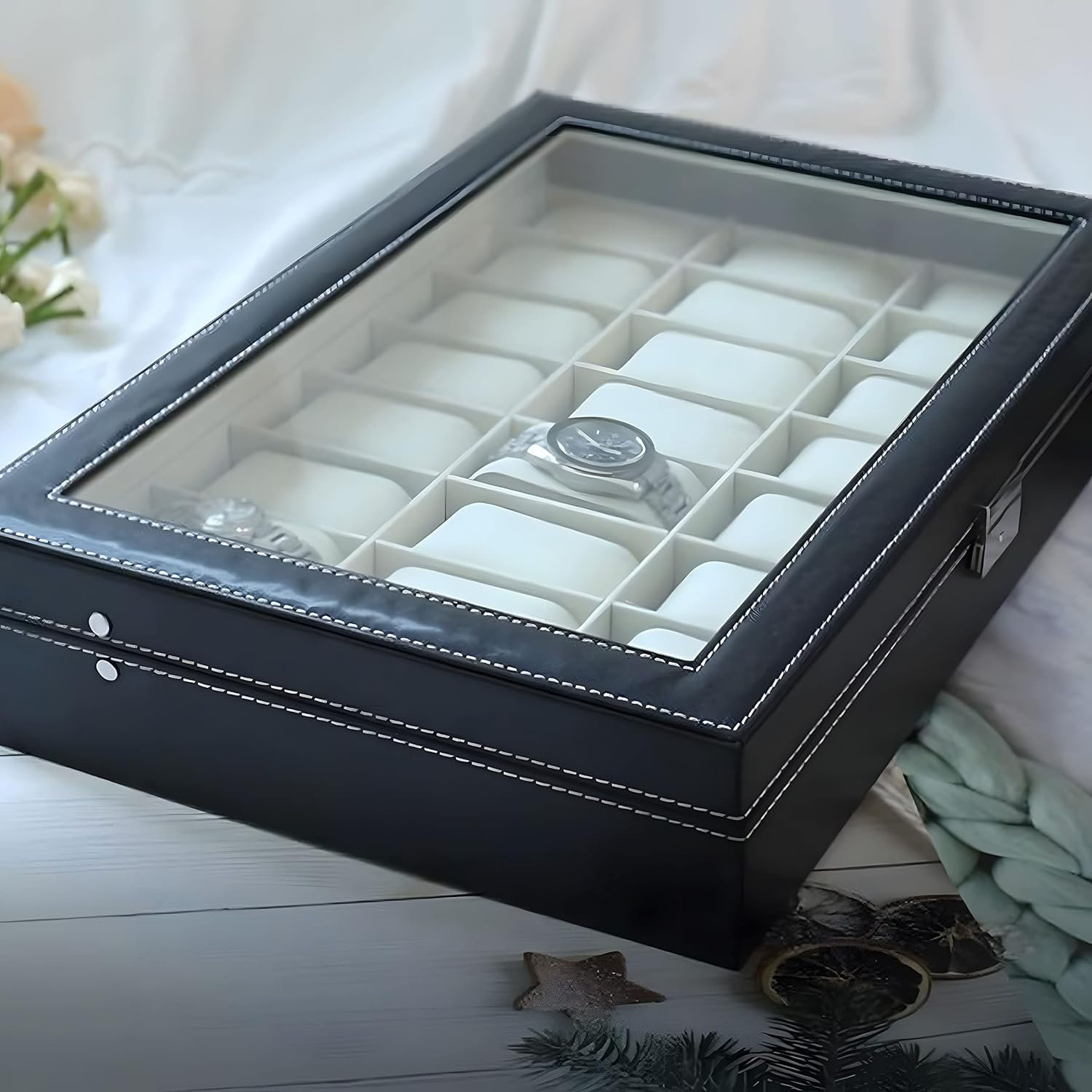 Rebrilliant 24 Slot Watch Box for Men,Watch Cases for Men,Watch Display ...