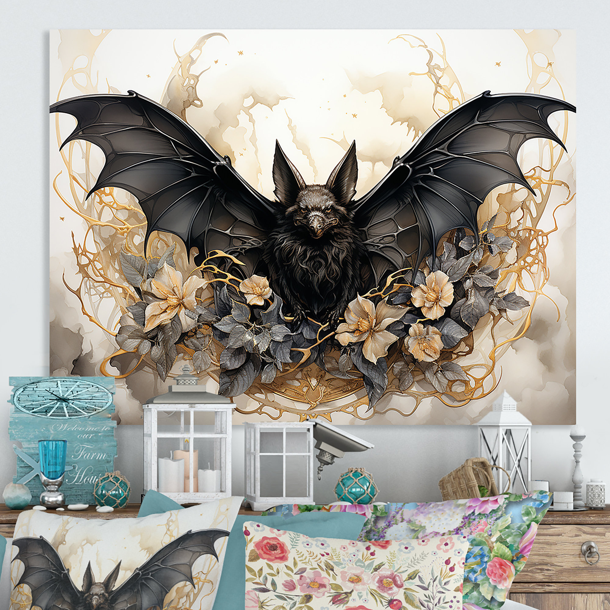 Lark Manor Minimalist Bat Silhouette - Animal Bat Metal Wall Art ...