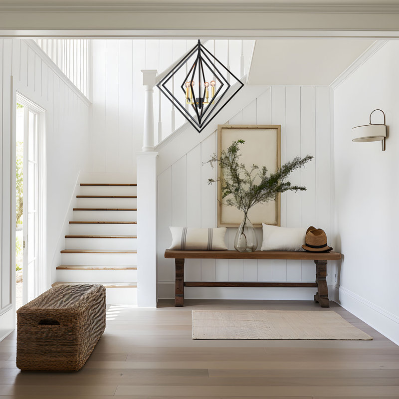 Millwood Pines 4-light Farmhouse Chandelier, Black Gold Modern Pendant ...