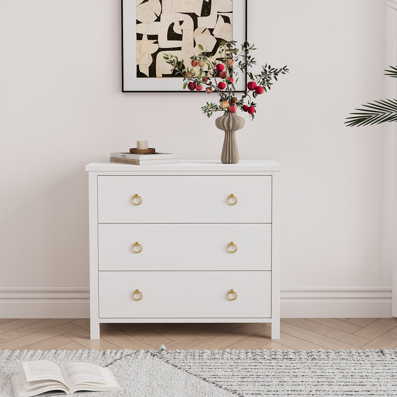 Ebern Designs White Modern Drawer Dresser - Wooden Storage Chest for ...