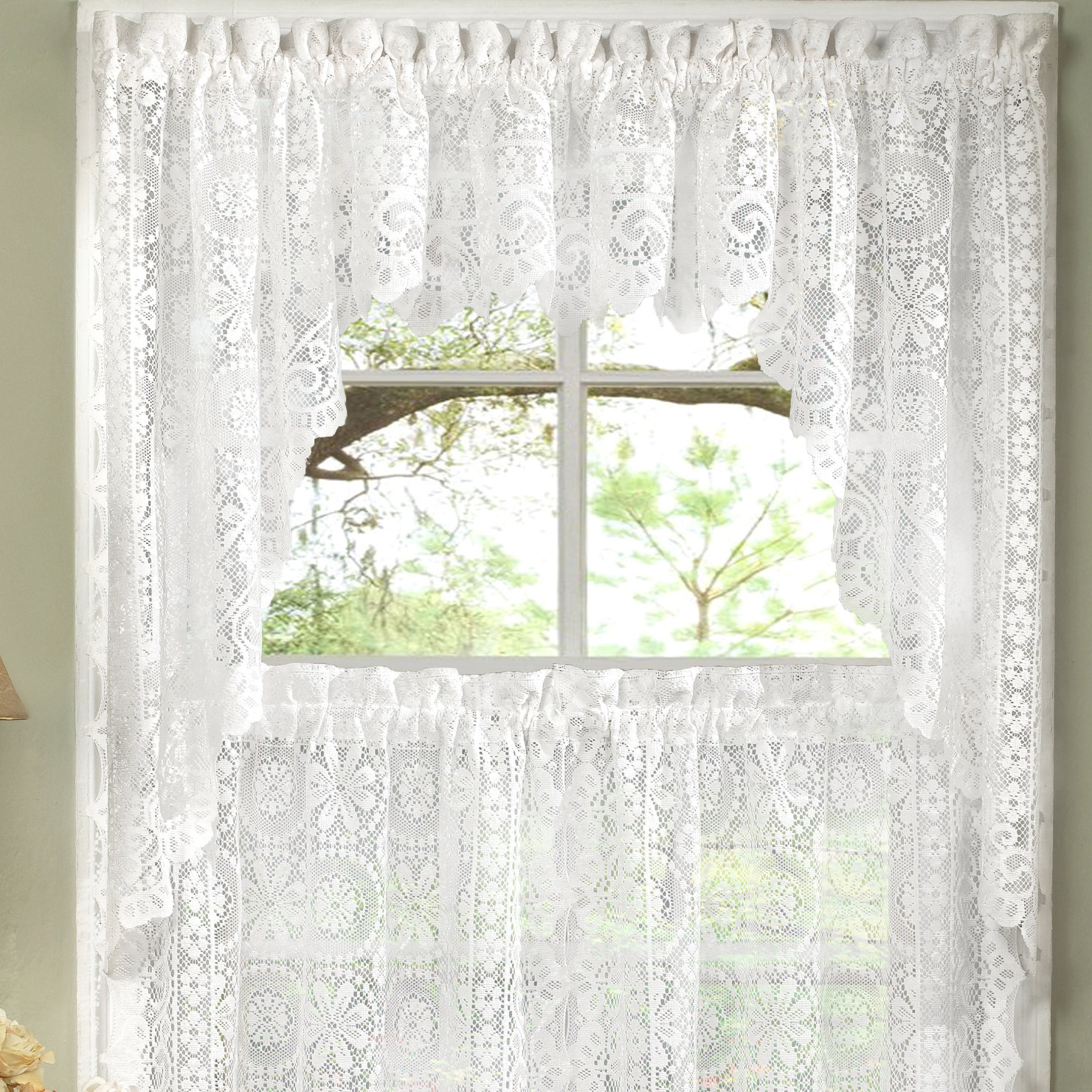 August Grove® Bansal Damask Swag 58'' W Window Valance in & Reviews ...
