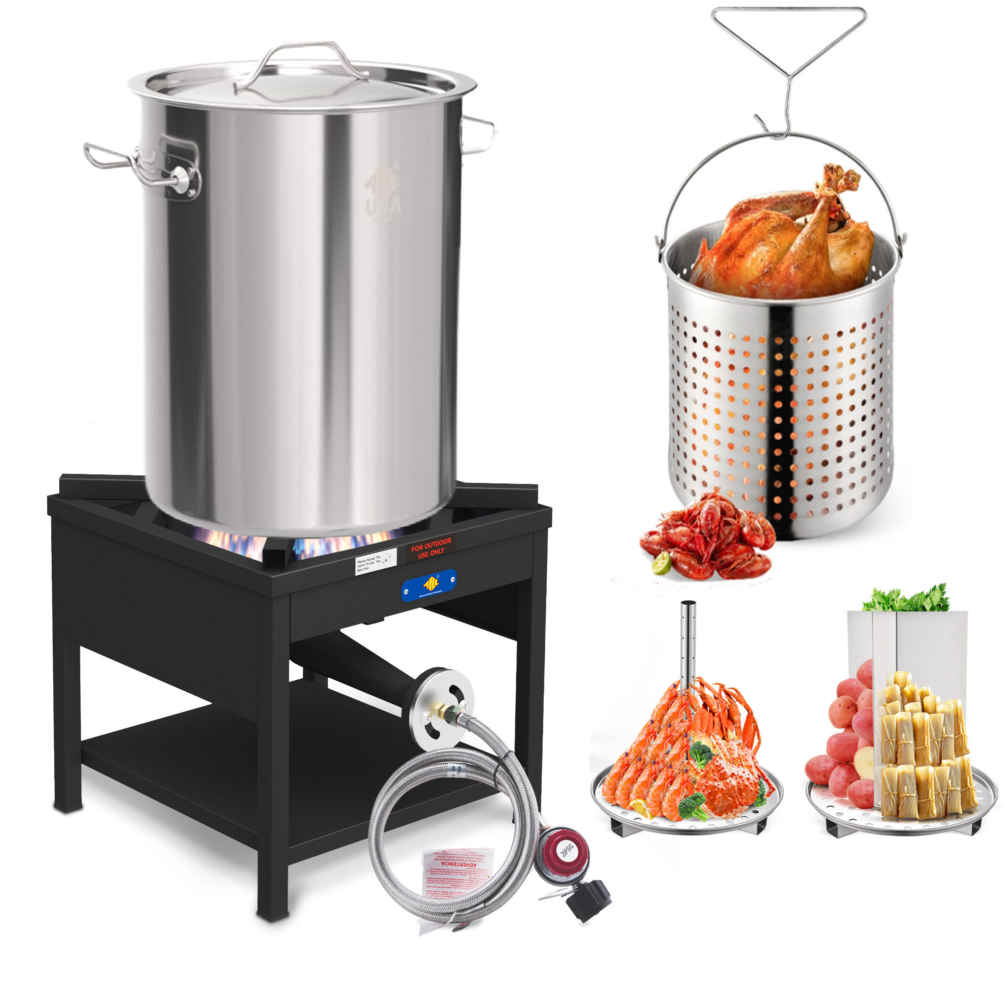 ARC 32qt Stainless Steel Pot With 200,000 Btu Propane Burner - Seafood ...